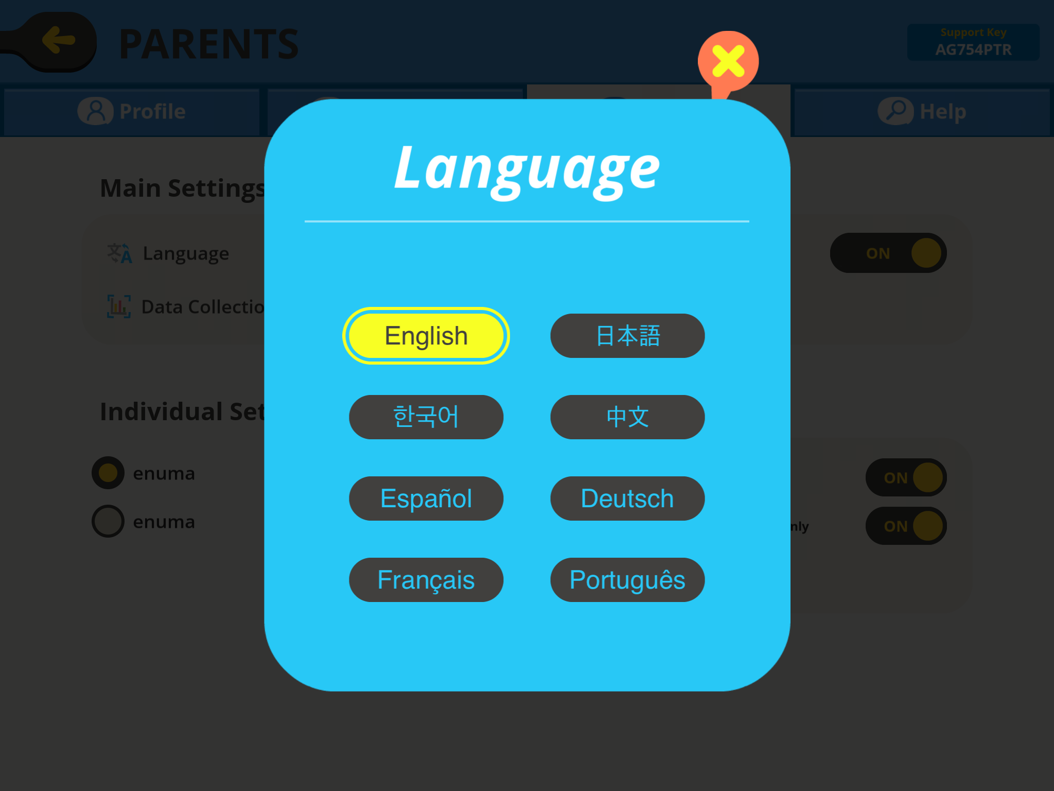 I want to change the language. – Enuma
